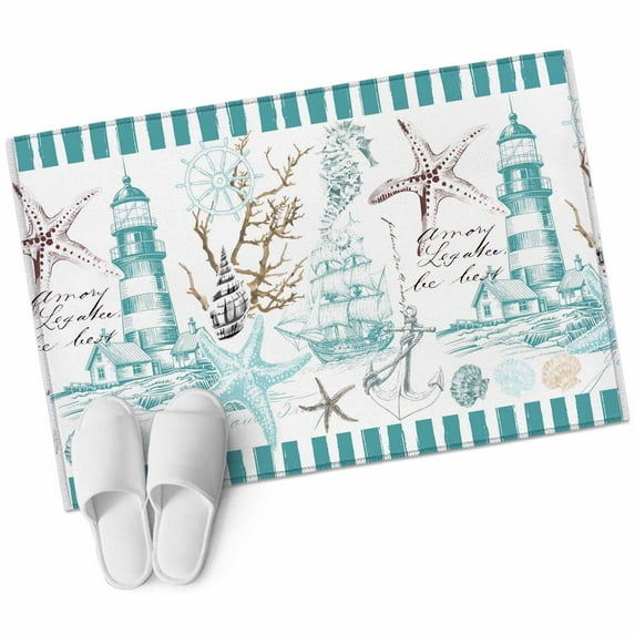 Bathroom Rugs 2x3 Ft, Turquoise Ocean Non Slip Area Rugs for Kitchen Bedroom Entryway, Coastal ...