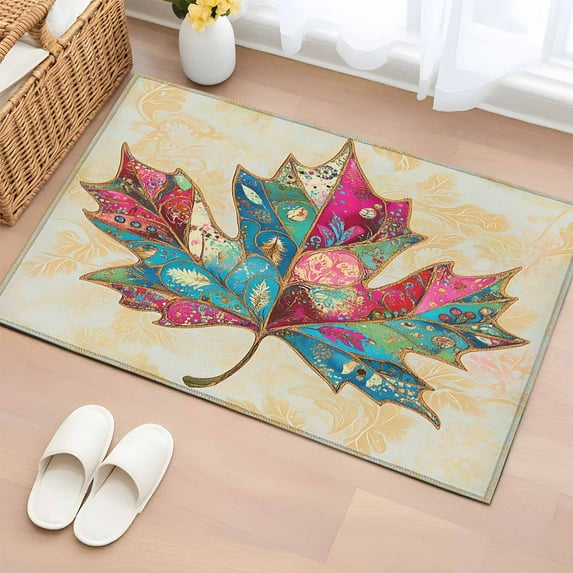Bathroom Rugs 2x3 Ft, Vintage Maple Leaf Non Slip Area Rugs for Kitchen ...