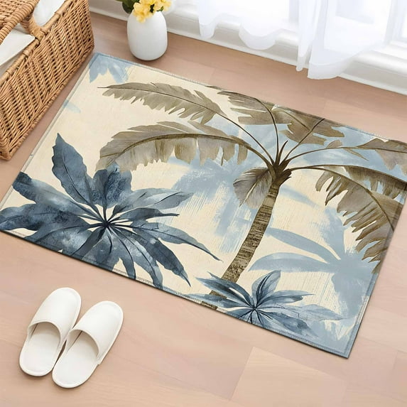 Bathroom Rugs 2x3 Ft, Watercolor Palm Trees Non Slip Area Rugs for ...
