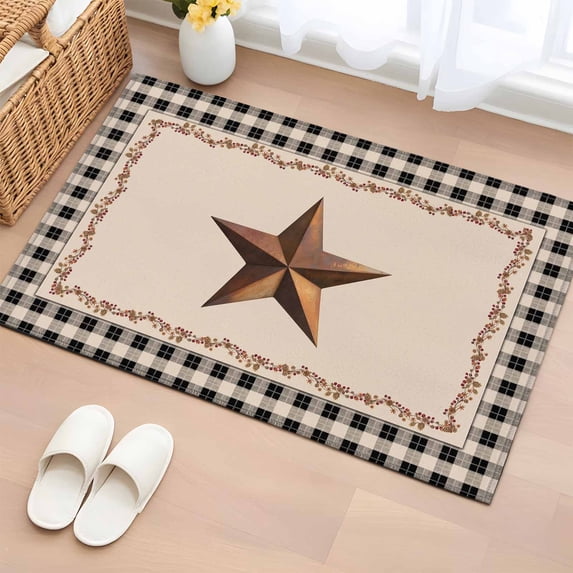 Bathroom Rugs 2x3 Ft, Western Texas Star Retro Non Slip Area Rugs for ...