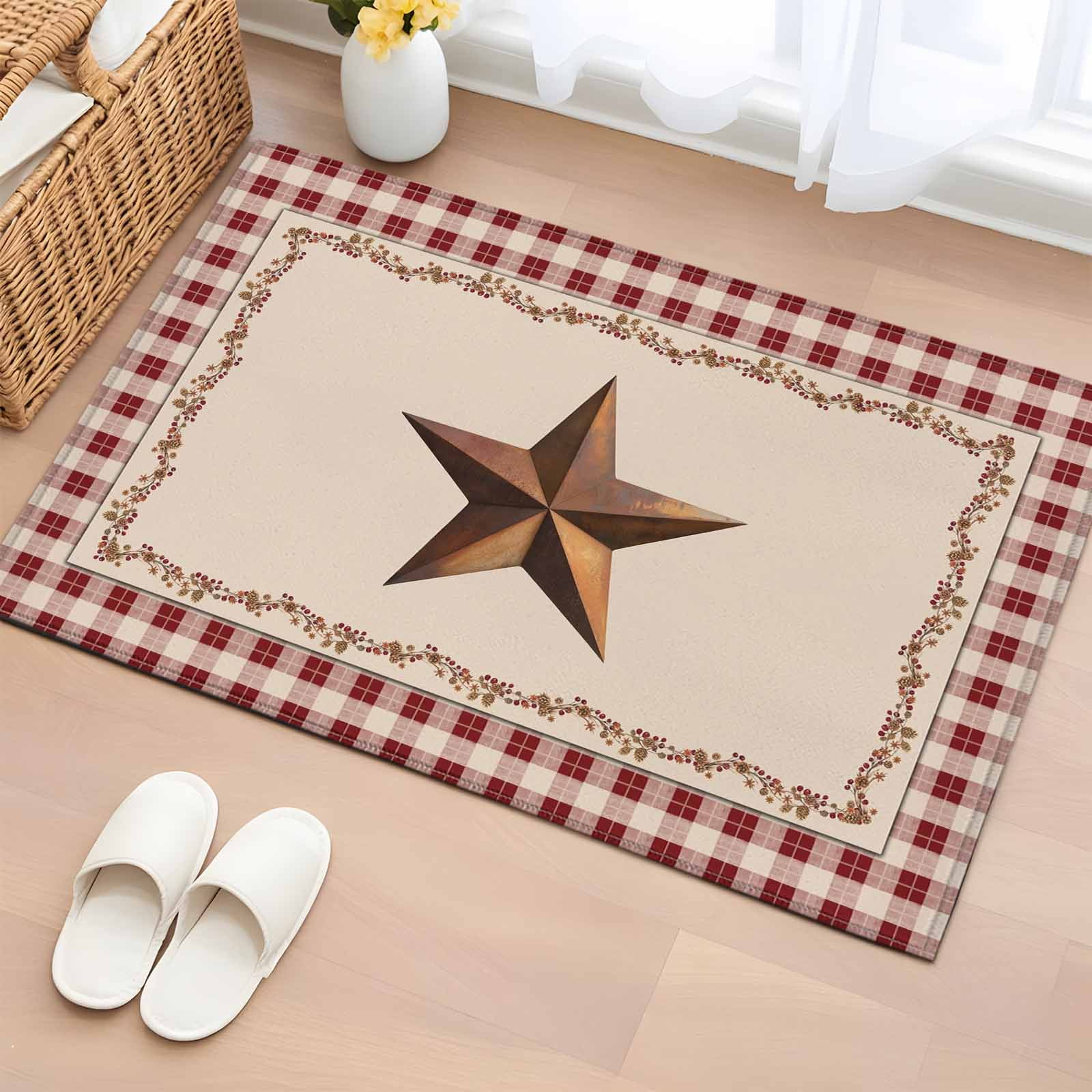 Bathroom Rugs 2x3 Ft, Western Texas Star Retro Non Slip Area Rugs for ...
