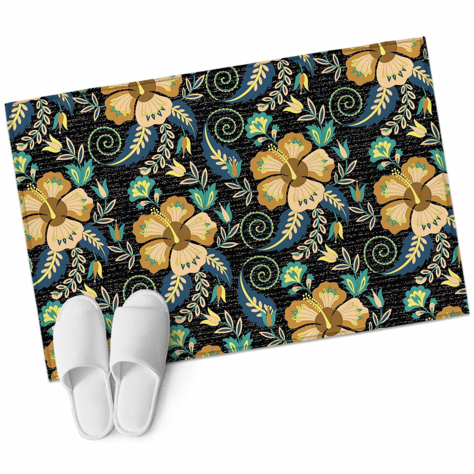 Bathroom Rugs 2x3 Ft, Yellow Boho Floral Non Slip Area Rugs for Kitchen ...