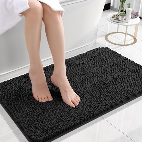 Bathroom Rugs 30x18, Extra Soft Absorbent Chenille Bath Rugs, Rubber ...