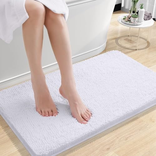 Bathroom Rugs 30x18, Extra Soft Absorbent Chenille Bath Rugs, Rubber ...