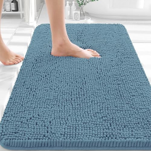 Bathroom Rugs 30x20, Extra Soft Absorbent Chenille Bath Rugs, Rubber ...