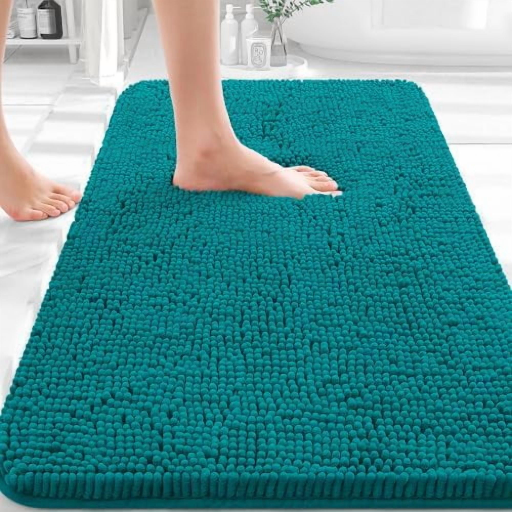 Bathroom Rugs 30x20, Extra Soft Absorbent Chenille Bath Rugs, Rubber ...