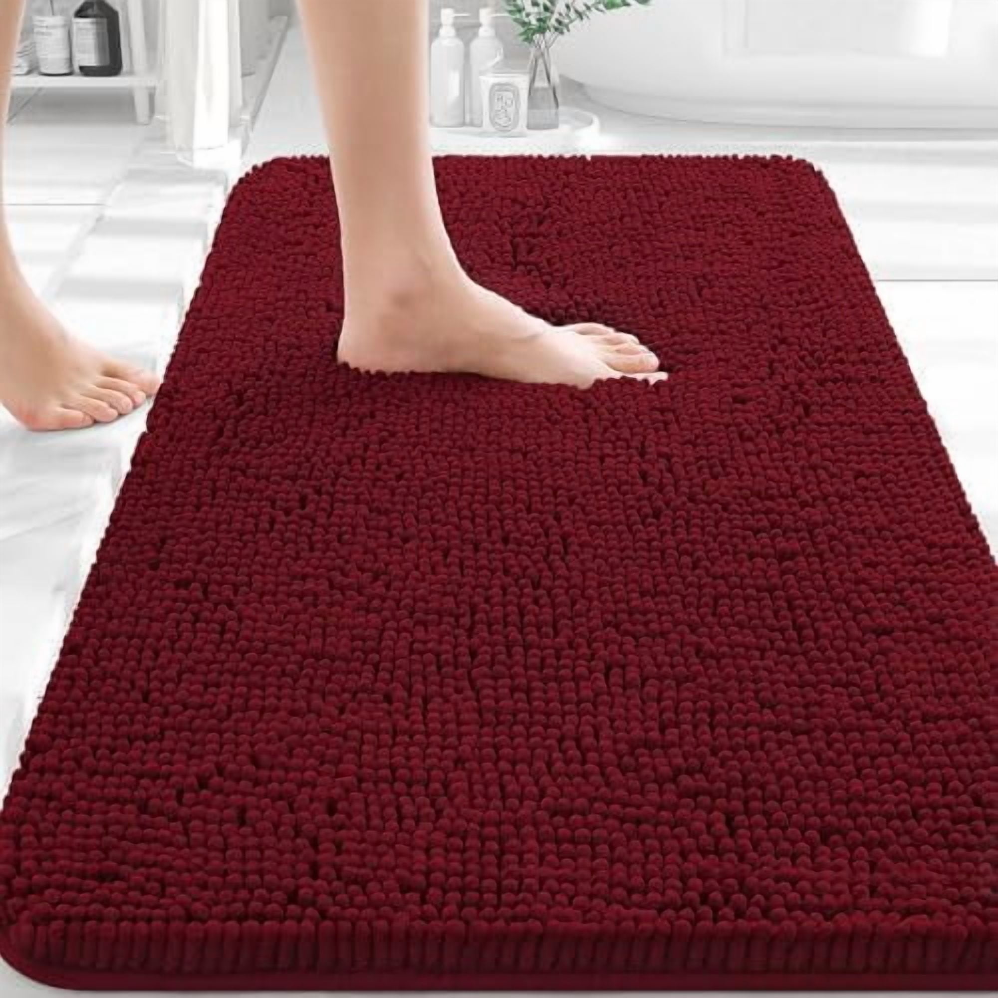 Bathroom Rugs 30x20, Extra Soft Absorbent Chenille Bath Rugs, Rubber ...