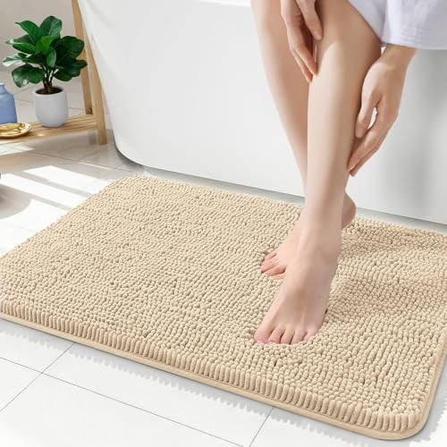 Bathroom Rugs 35x24, Extra Soft Absorbent Chenille Bath Rugs, Rubber ...