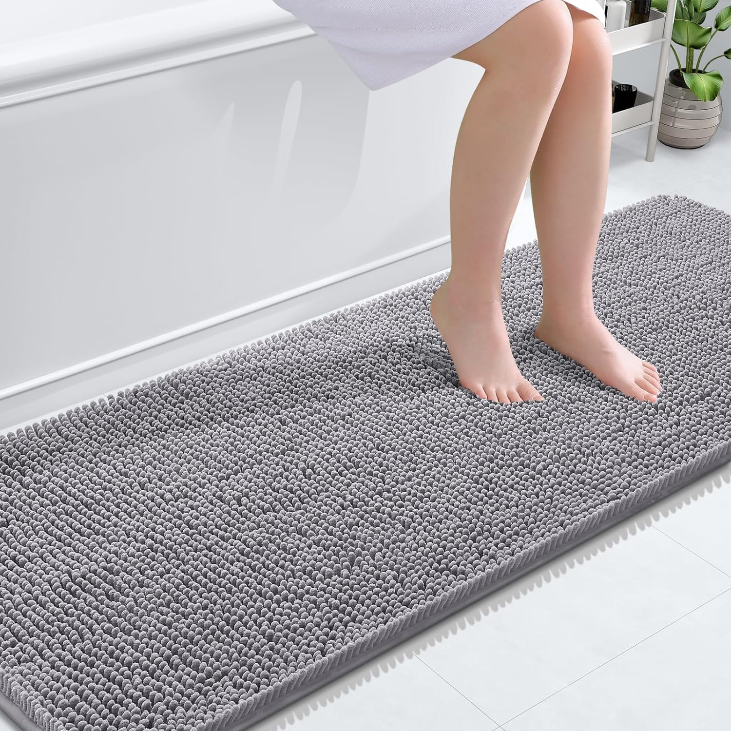 Bathroom Rugs 36x24, Extra Soft Absorbent Chenille Bath Rugs, Rubber ...