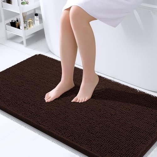 Bathroom Rugs 40x24, Extra Soft Absorbent Chenille Bath Rugs, Rubber ...
