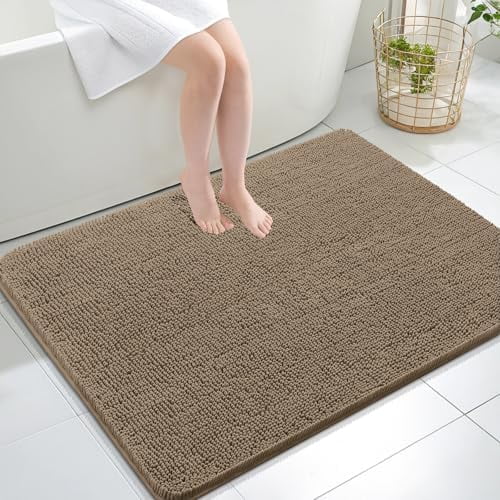 Bathroom Rugs 40x32, Extra Soft Absorbent Chenille Bath Rugs, Rubber ...