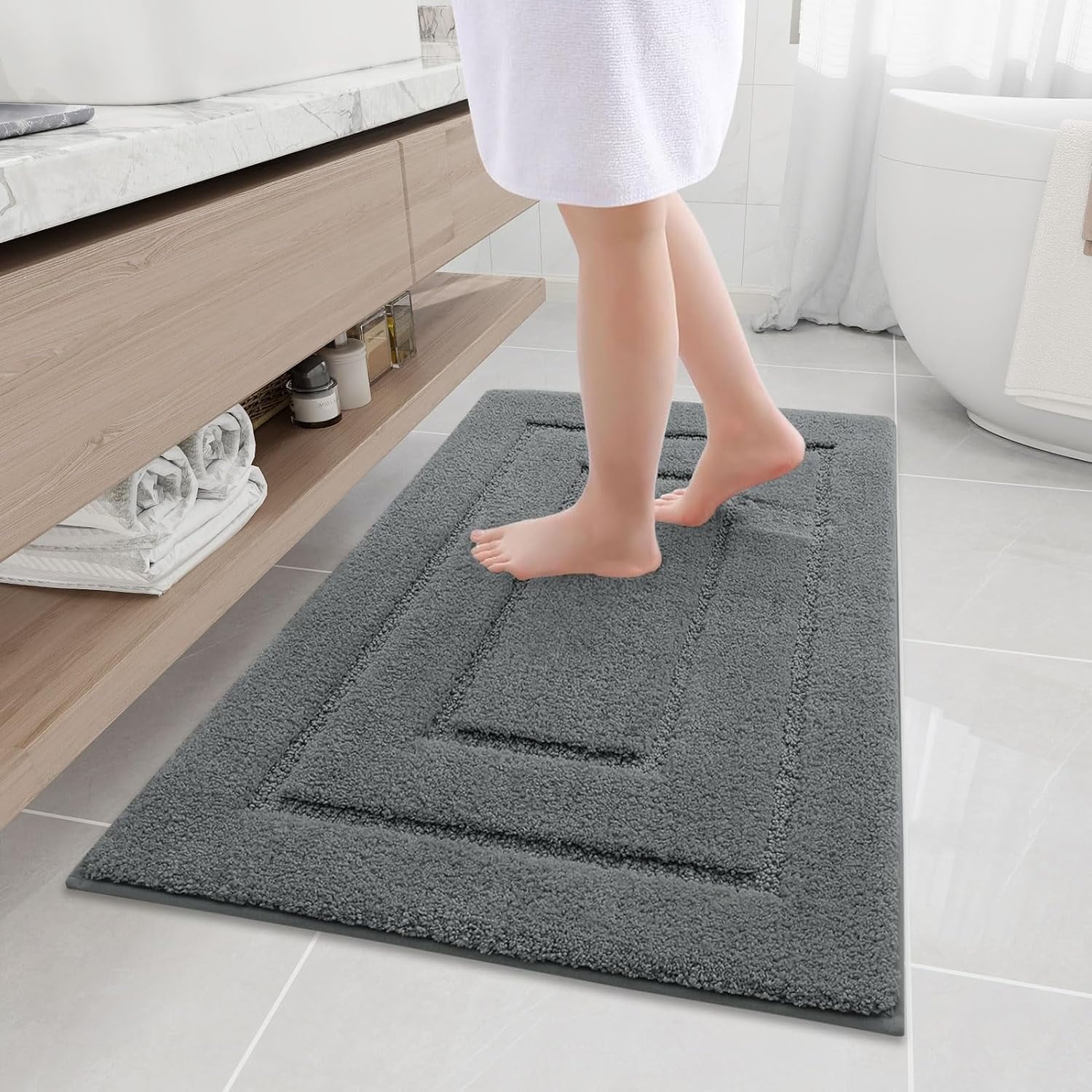 Bathroom Rugs, 44" x 24", Soft and Absorbent Microfiber Bath Rugs, Non ...