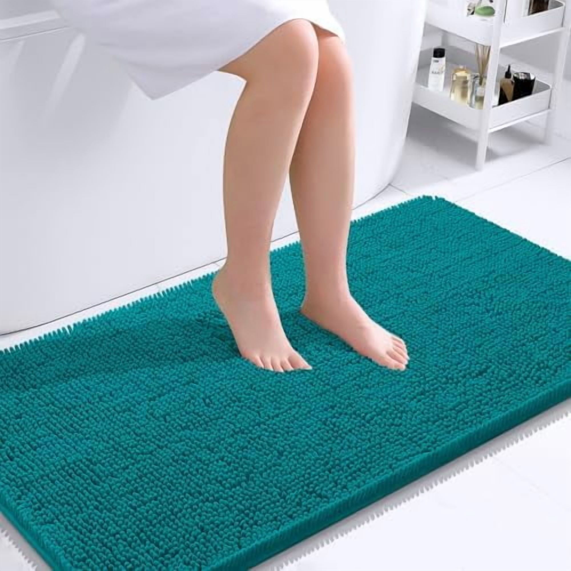 Bathroom Rugs 44x24, Extra Soft Absorbent Chenille Bath Rugs, Rubber ...