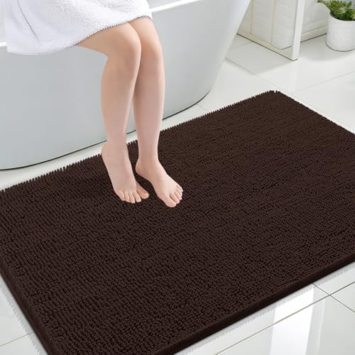 Bathroom Rugs 44x32, Extra Soft Absorbent Chenille Bath Rugs, Rubber ...