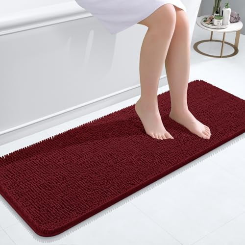 Bathroom Rugs 47x17, Extra Soft Absorbent Chenille Bath Rugs, Rubber ...