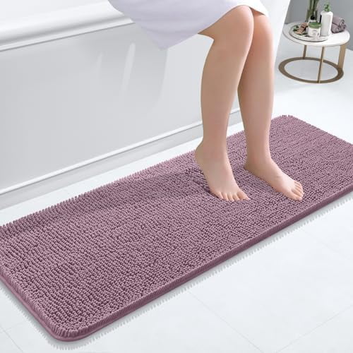 Bathroom Rugs 47x17, Extra Soft Absorbent Chenille Bath Rugs, Rubber ...