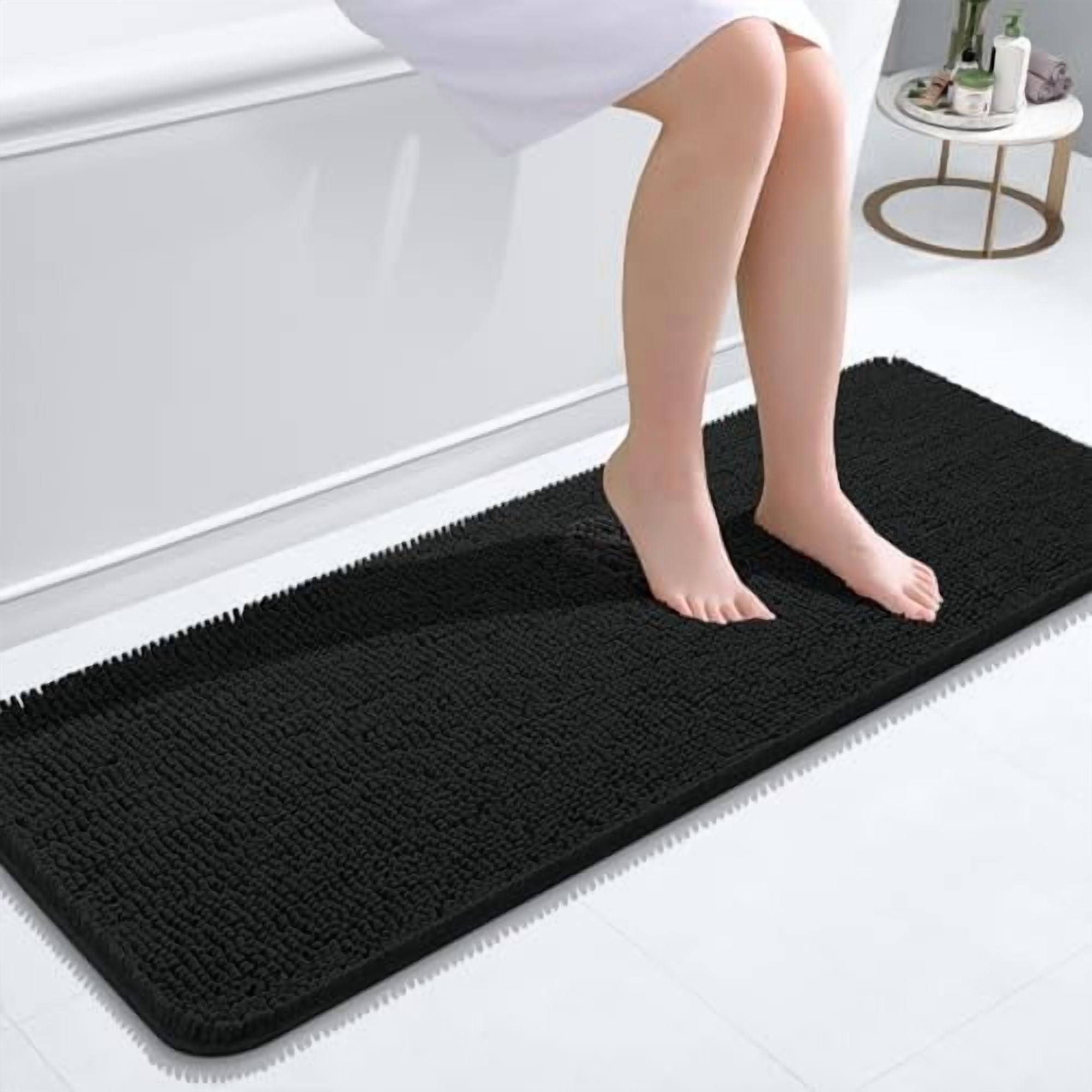 Bathroom Rugs 47x17, Extra Soft Absorbent Chenille Bath Rugs, Rubber ...