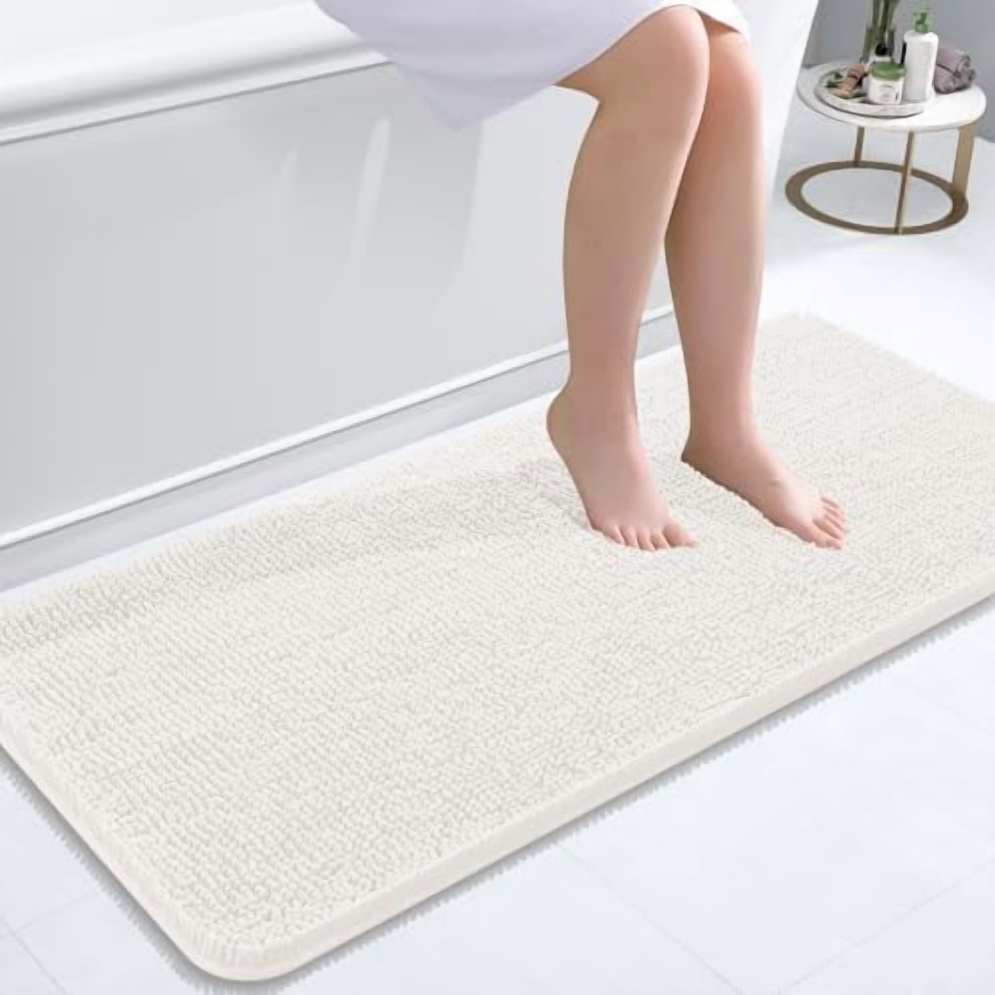 Bathroom Rugs 47x20, Extra Soft Absorbent Chenille Bath Rugs, Rubber ...