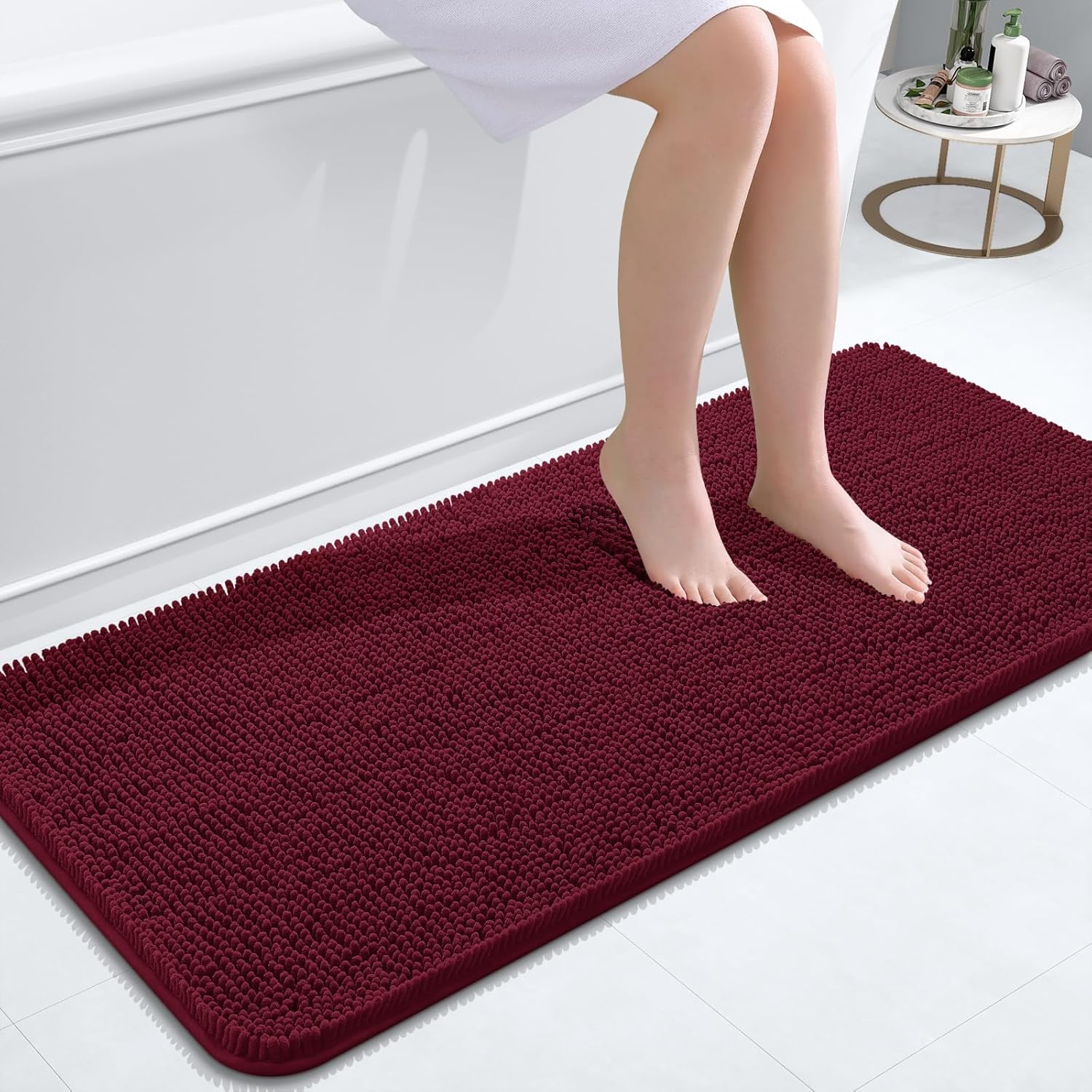 Bathroom Rugs 47x20, Extra Soft Absorbent Chenille Bath Rugs, Rubber ...