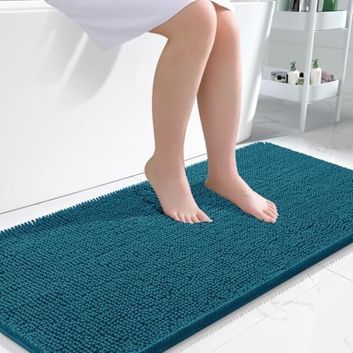 Bathroom Rugs 47x24, Extra Soft Absorbent Chenille Bath Rugs, Rubber ...