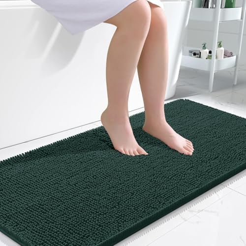 Bathroom Rugs 47x24, Extra Soft Absorbent Chenille Bath Rugs, Rubber ...
