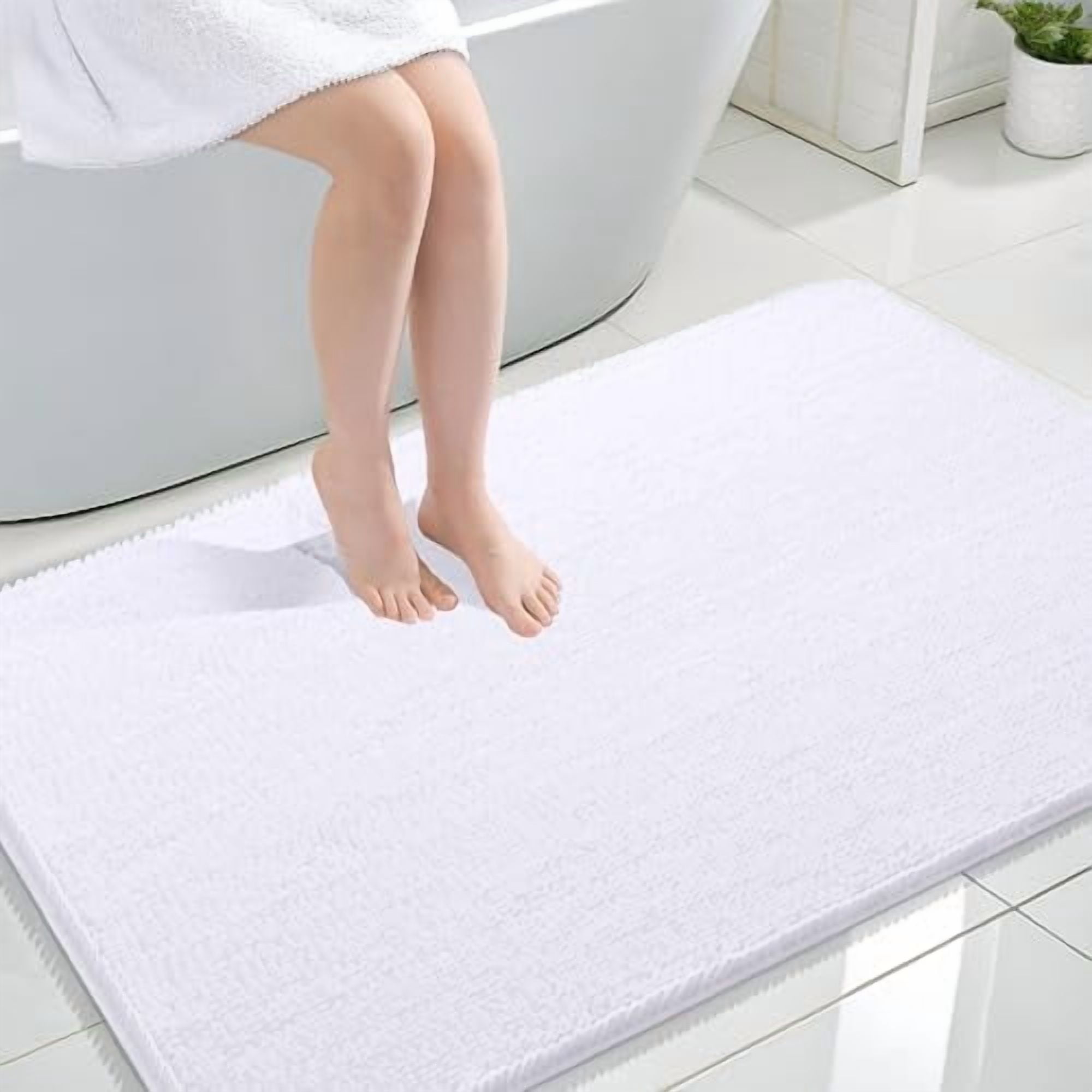 Bathroom Rugs 47x32, Extra Soft Absorbent Chenille Bath Rugs, Rubber ...