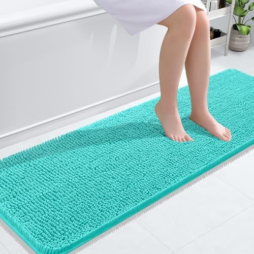 Bathroom Rugs 59x20, Extra Soft Absorbent Chenille Bath Rugs, Rubber ...
