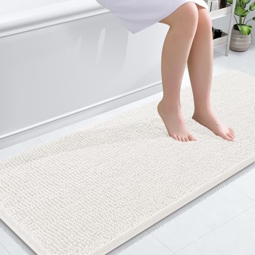 Bathroom Rugs 59x24, Extra Soft Absorbent Chenille Bath Rugs, Rubber ...