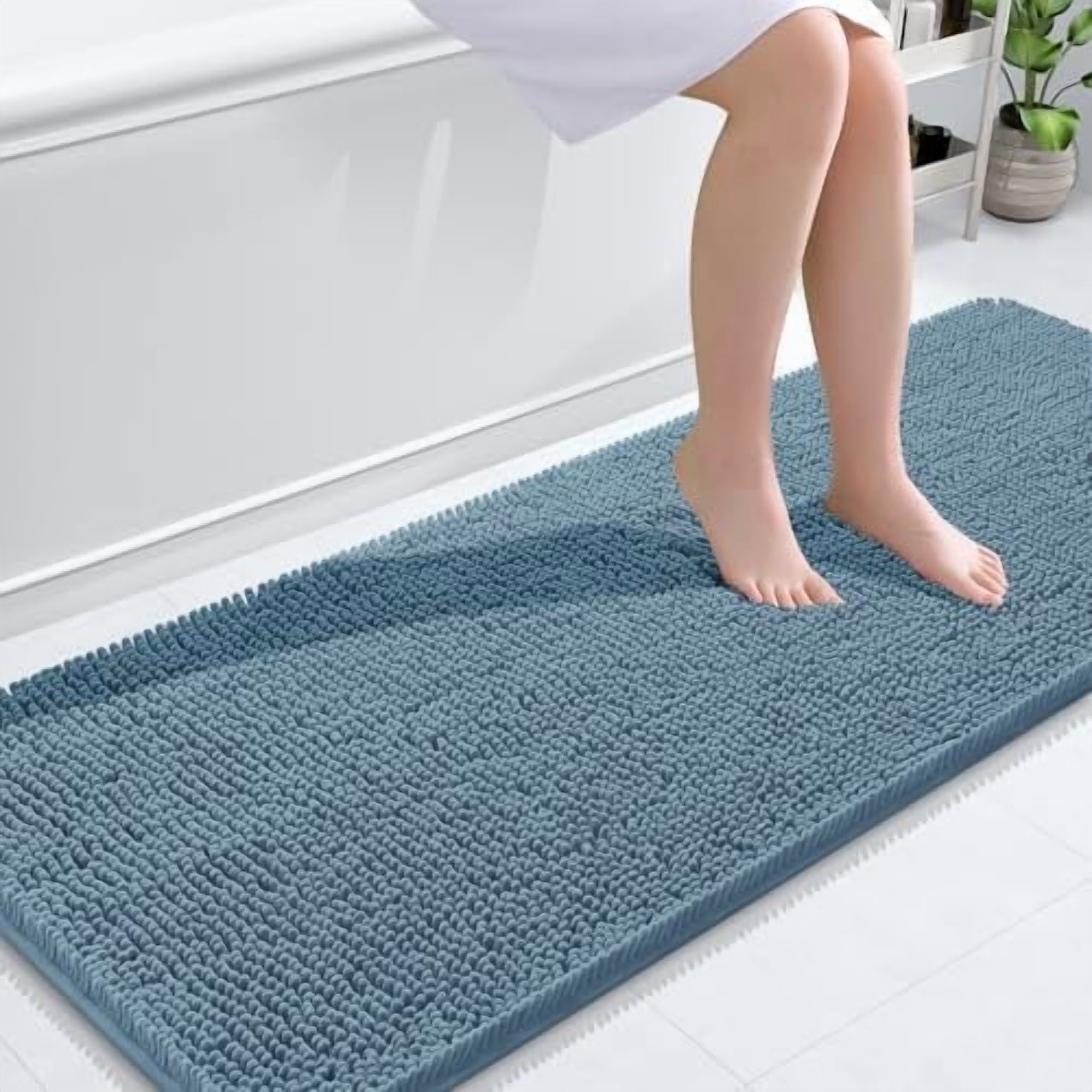 Bathroom Rugs 59x24, Extra Soft Absorbent Chenille Bath Rugs, Rubber ...