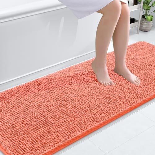 Bathroom Rugs 70x24, Extra Soft Absorbent Chenille Bath Rugs, Rubber ...