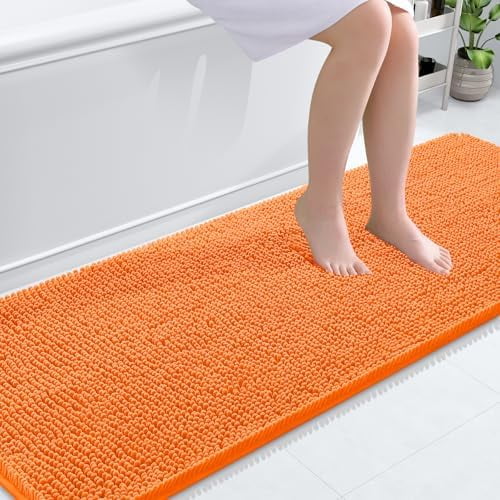 Bathroom Rugs 70x24, Extra Soft Absorbent Chenille Bath Rugs, Rubber ...