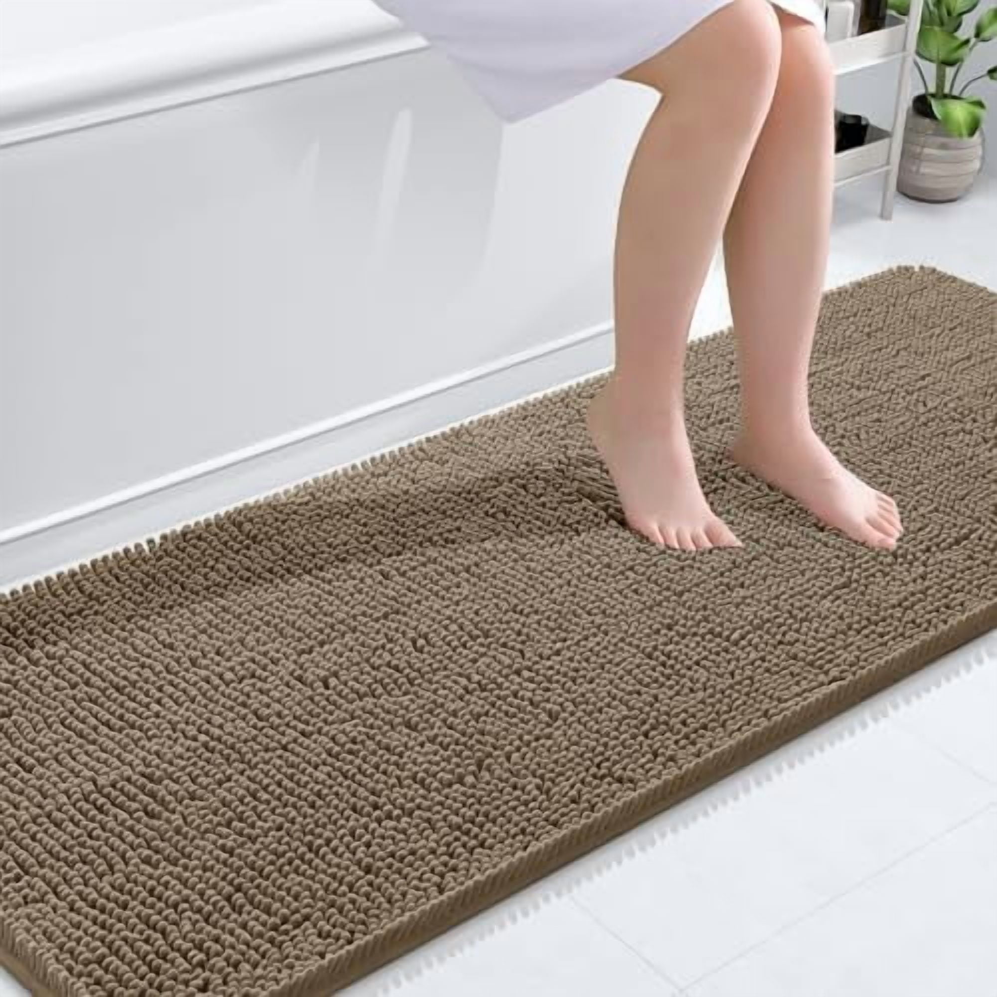 Bathroom Rugs 70x24, Extra Soft Absorbent Chenille Bath Rugs, Rubber ...