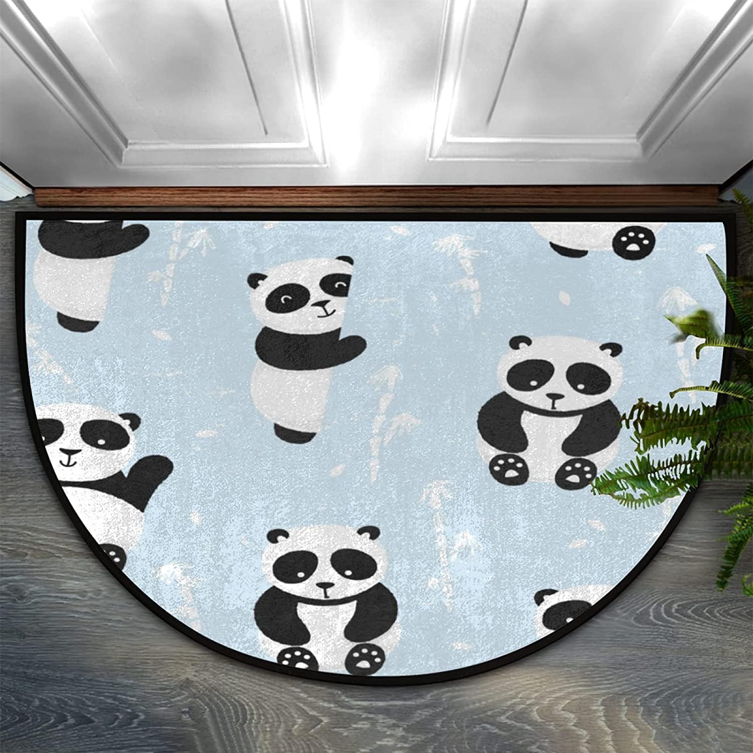 Bathroom Rugs Adorable Panda Bears Half Round Door Mat, Cartoon Animal ...