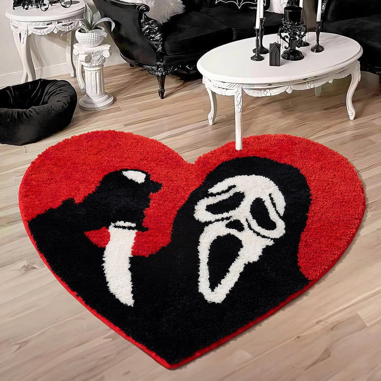 Bathroom Rugs Black Red Bath Mat Non Slip 24*16 inches, Heart-Shaped ...
