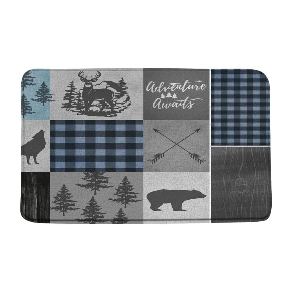 Bathroom Rugs Cab Bathroom Mat Retro Rustic Lodge Bear Moose Deer Elk ...