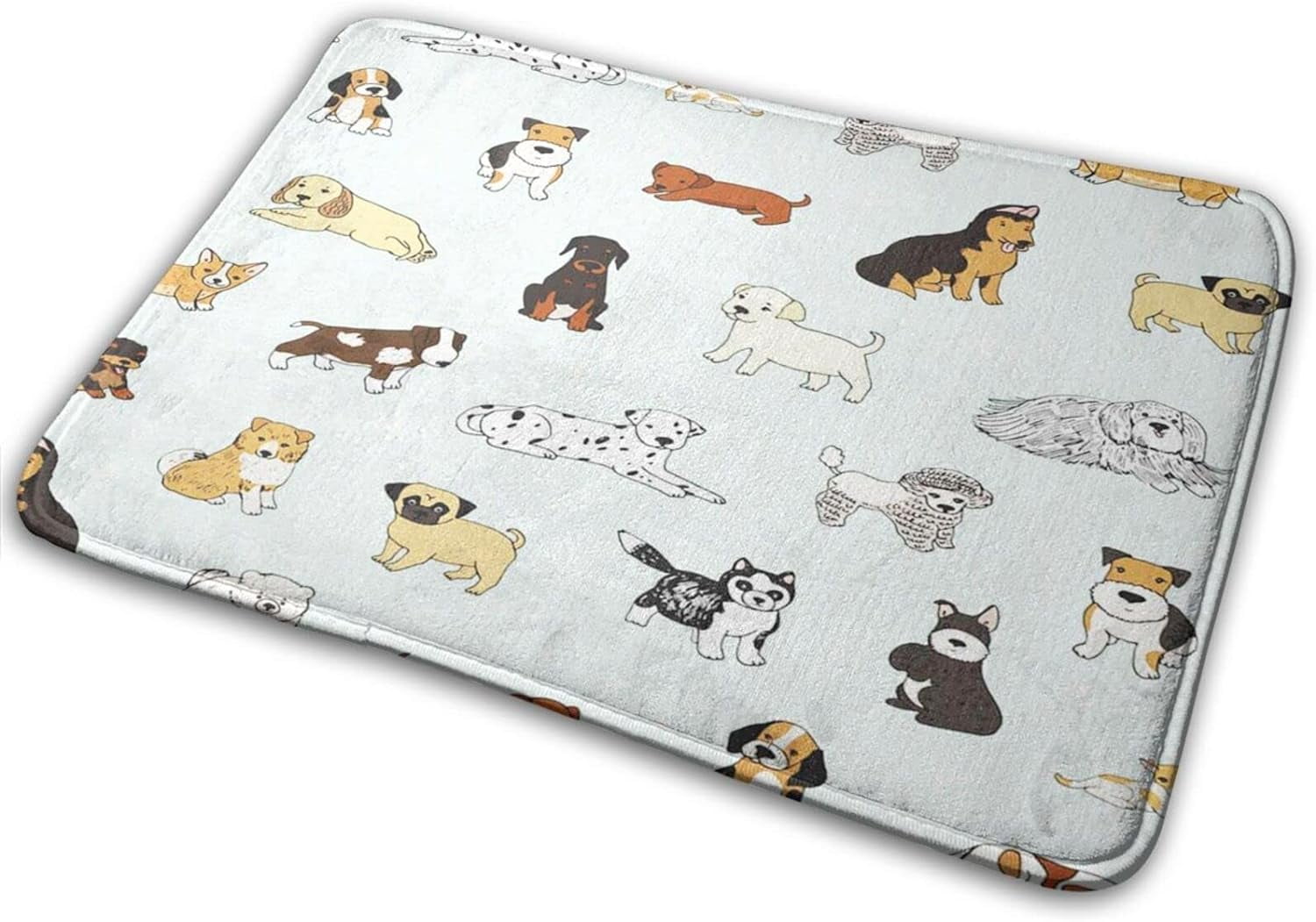 Bathroom Rugs Cartoon Doodle Puppy Dog Non Slip Bath Mat Cute Animal ...