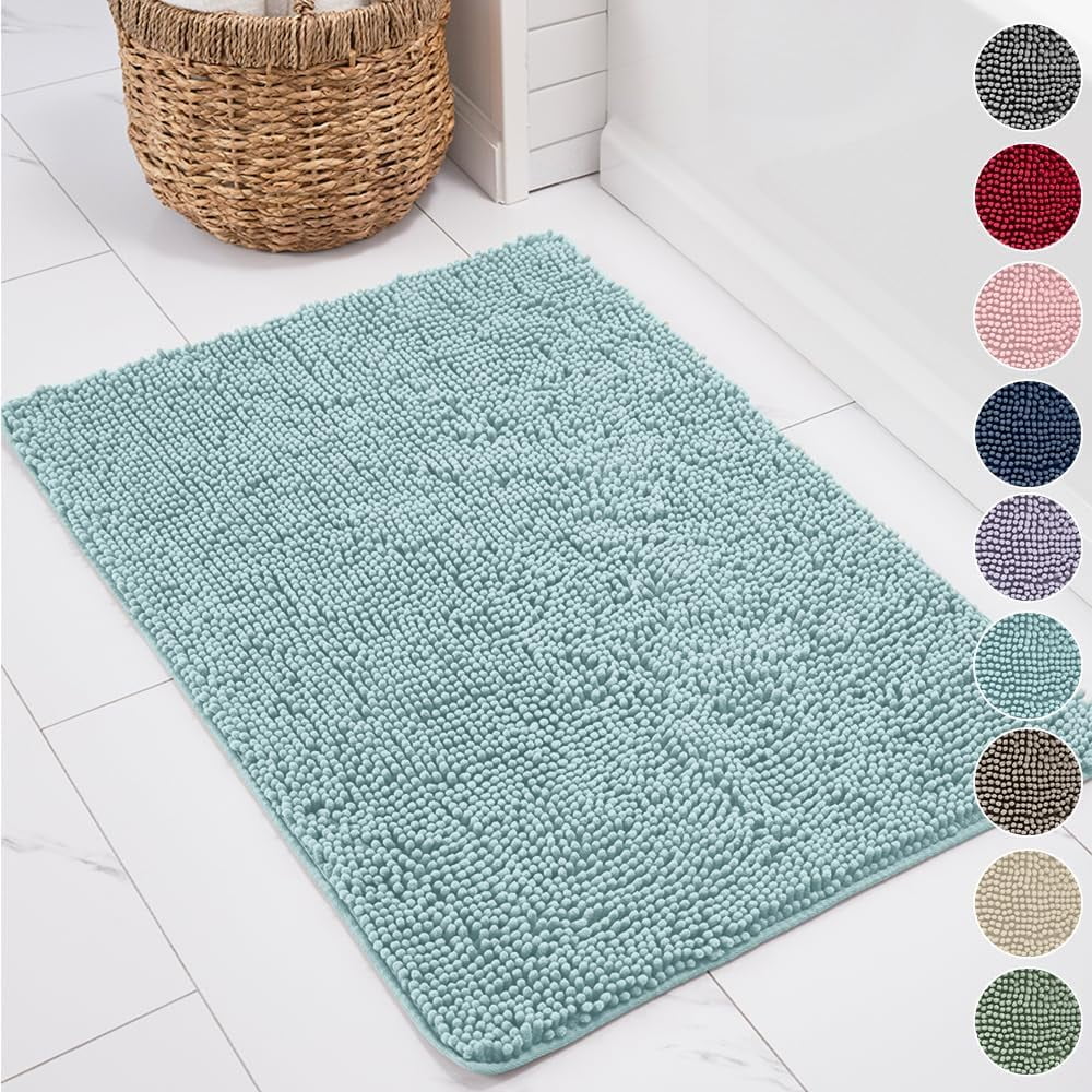 Bathroom Rugs, Chenille Soft Absorbent Bath Rug, Shaggy Shower Mat ...