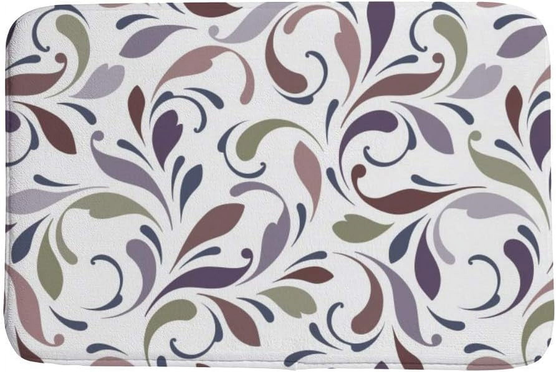 Bathroom Rugs Door Mat Floor Mat Super Cozy Floral Pattern Swirls Print ...