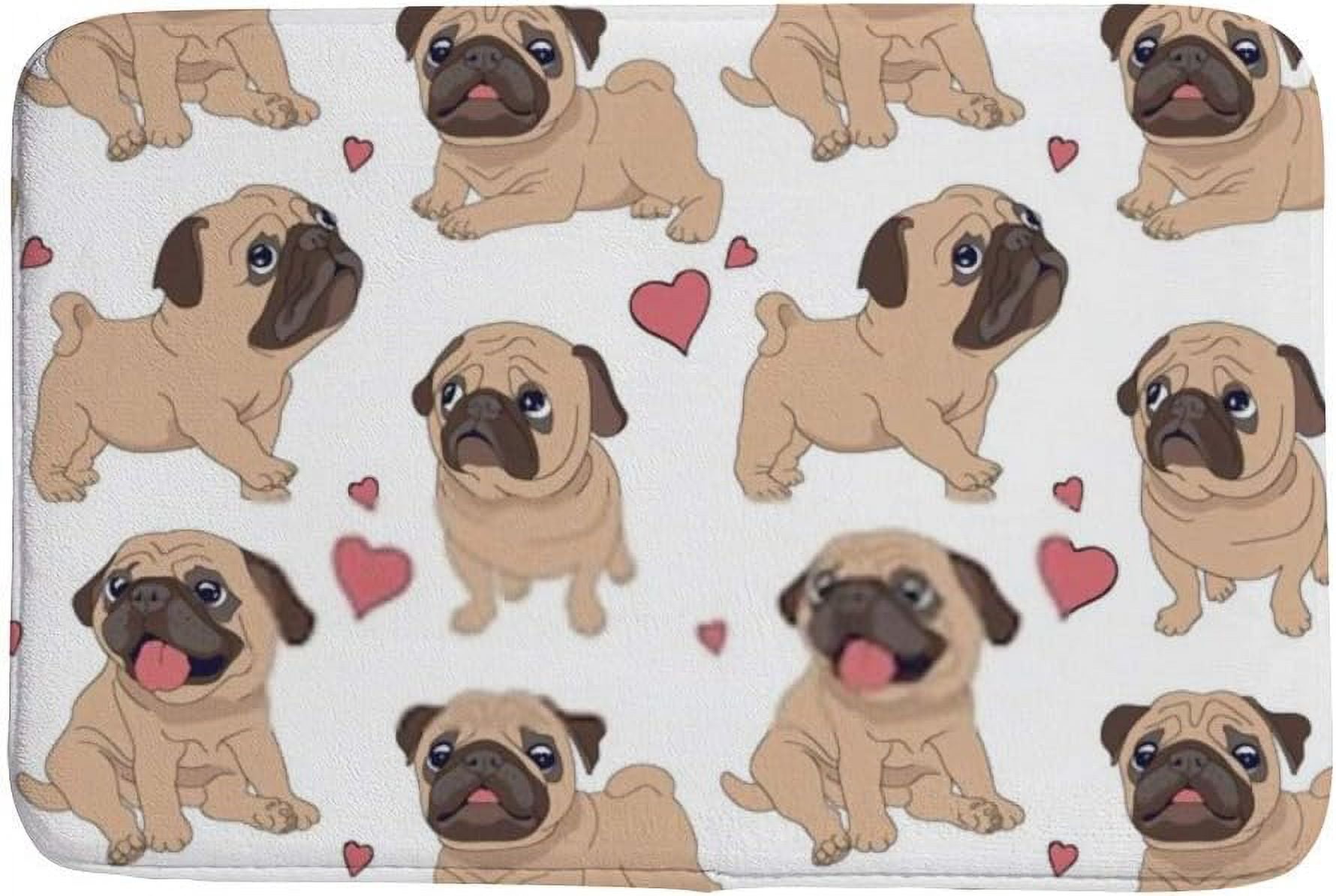 Bathroom Rugs Door Mat Floor Mat Super Cozy Funny Cartoon Pugs Puppies ...