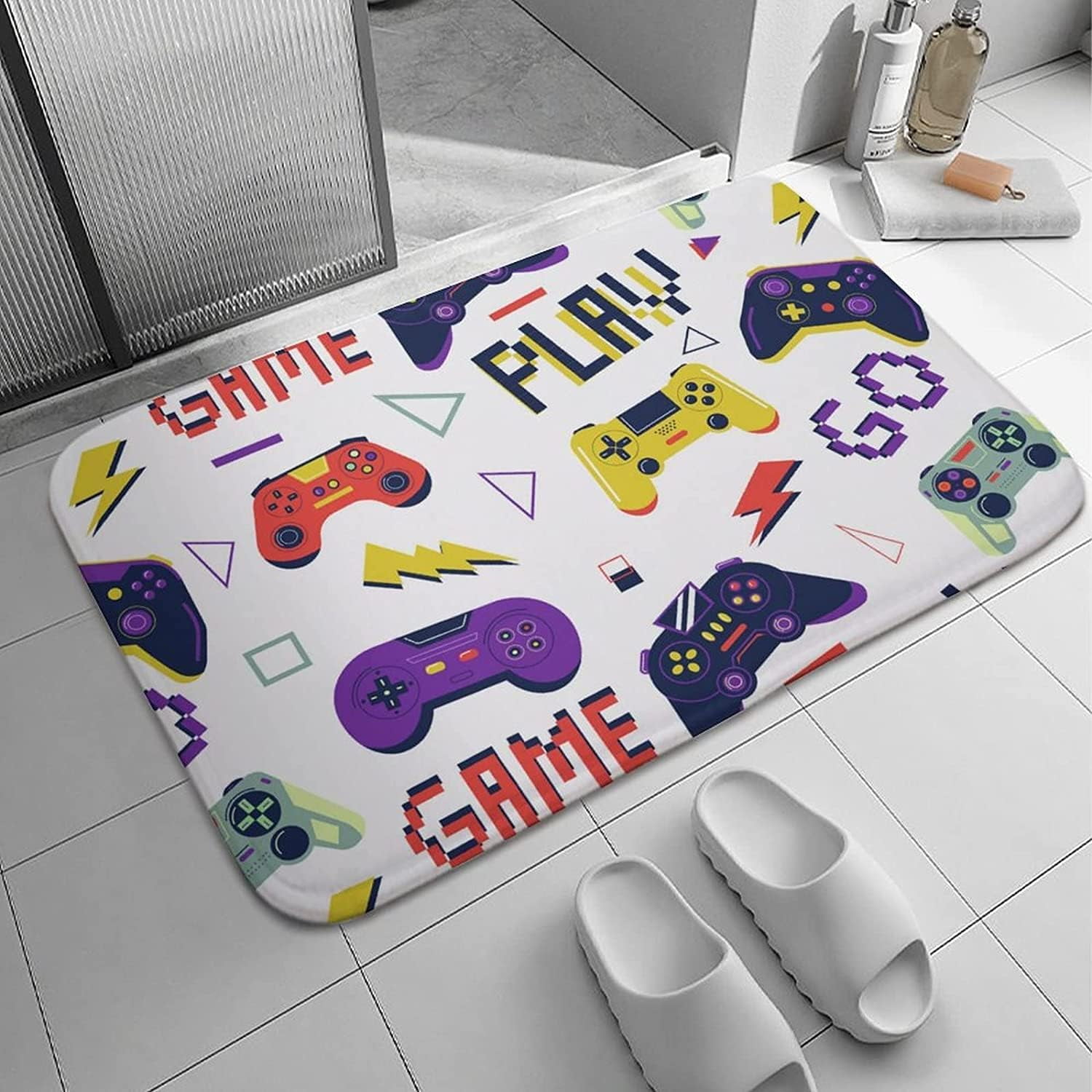 Bathroom Rugs Game Controller Bath Mats Non-Slip Absorbent Microfiber ...