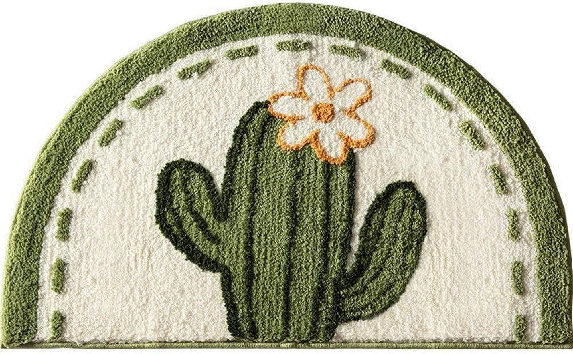 Bathroom Rugs Half Round Door Mat Cactus Green Indoor Entrance Mat ...