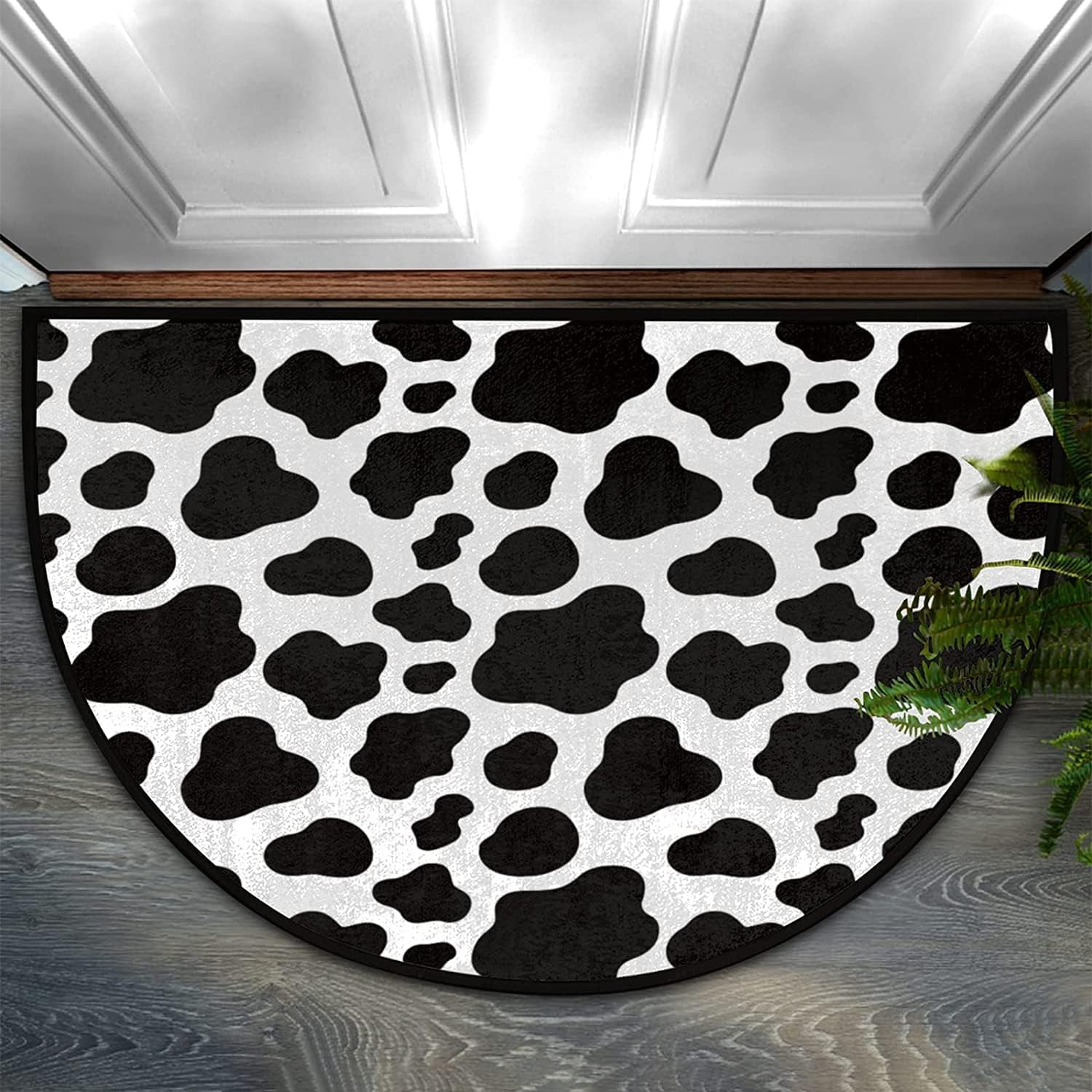 Bathroom Rugs Half Round Door Mat Cow Pattern Indoor Entrance Mat ...