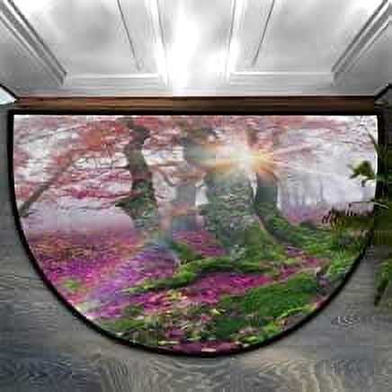 Bathroom Rugs Half Round Doormat Autumn Fall Tree Leaves Rainbow Indoor ...