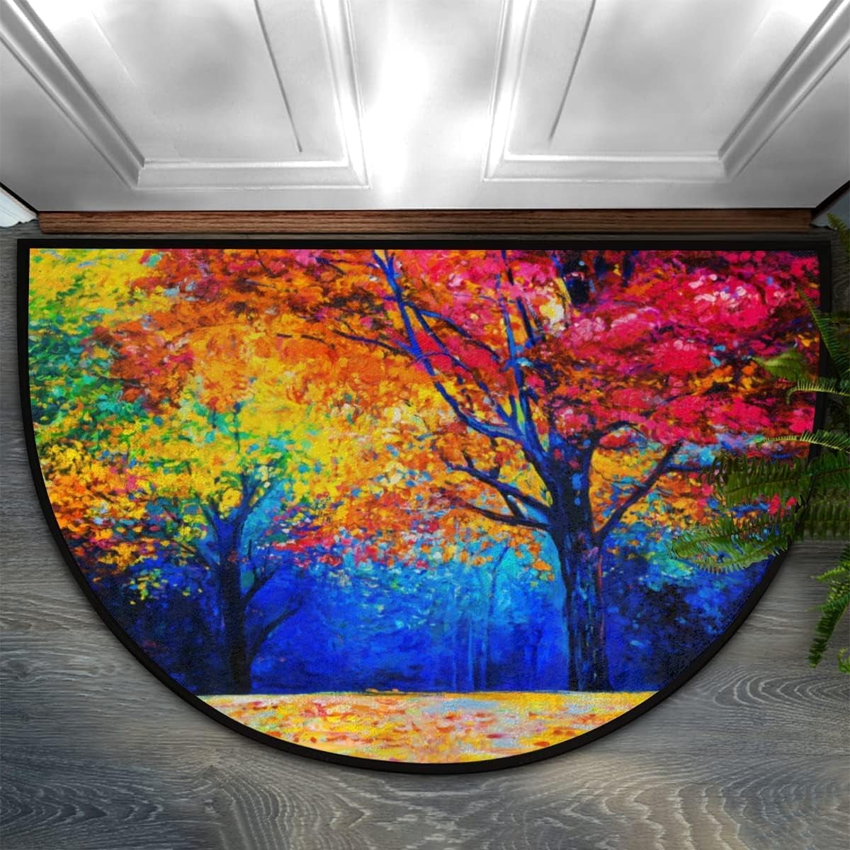 Bathroom Rugs Half Round Doormat Fall Autumn Trees Indoor Anti-Skid ...