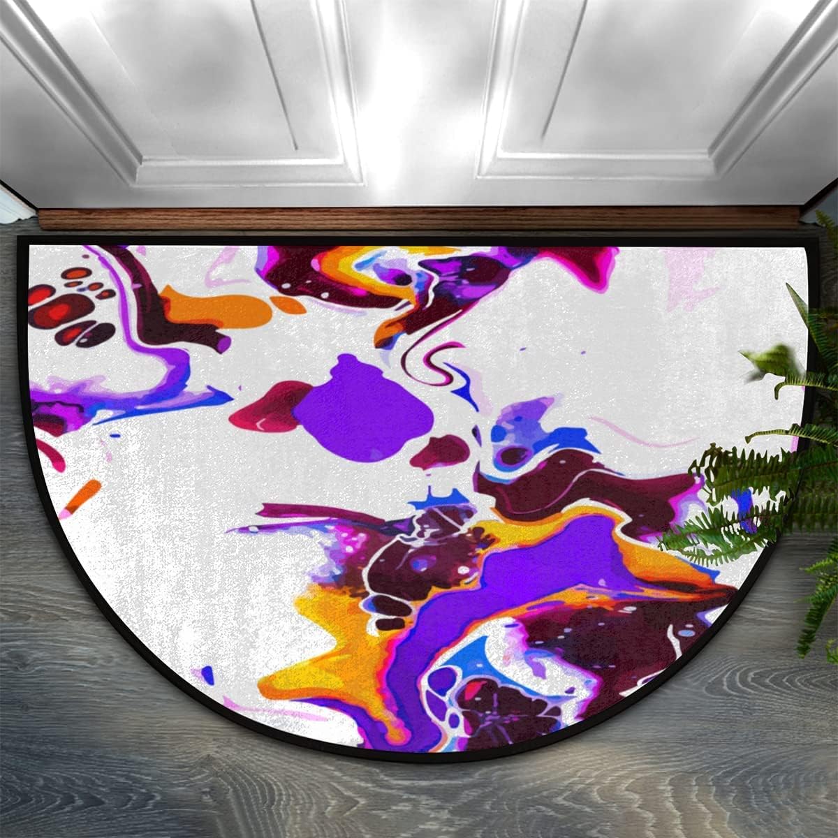 Bathroom Rugs Half Round Doormat Water Ripple Road Texture Indoor Anti ...