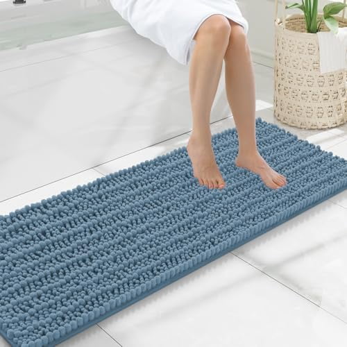 Bathroom Rugs Mat 47x17, Extra Soft Absorbent Chenille Bath Rugs, Non ...