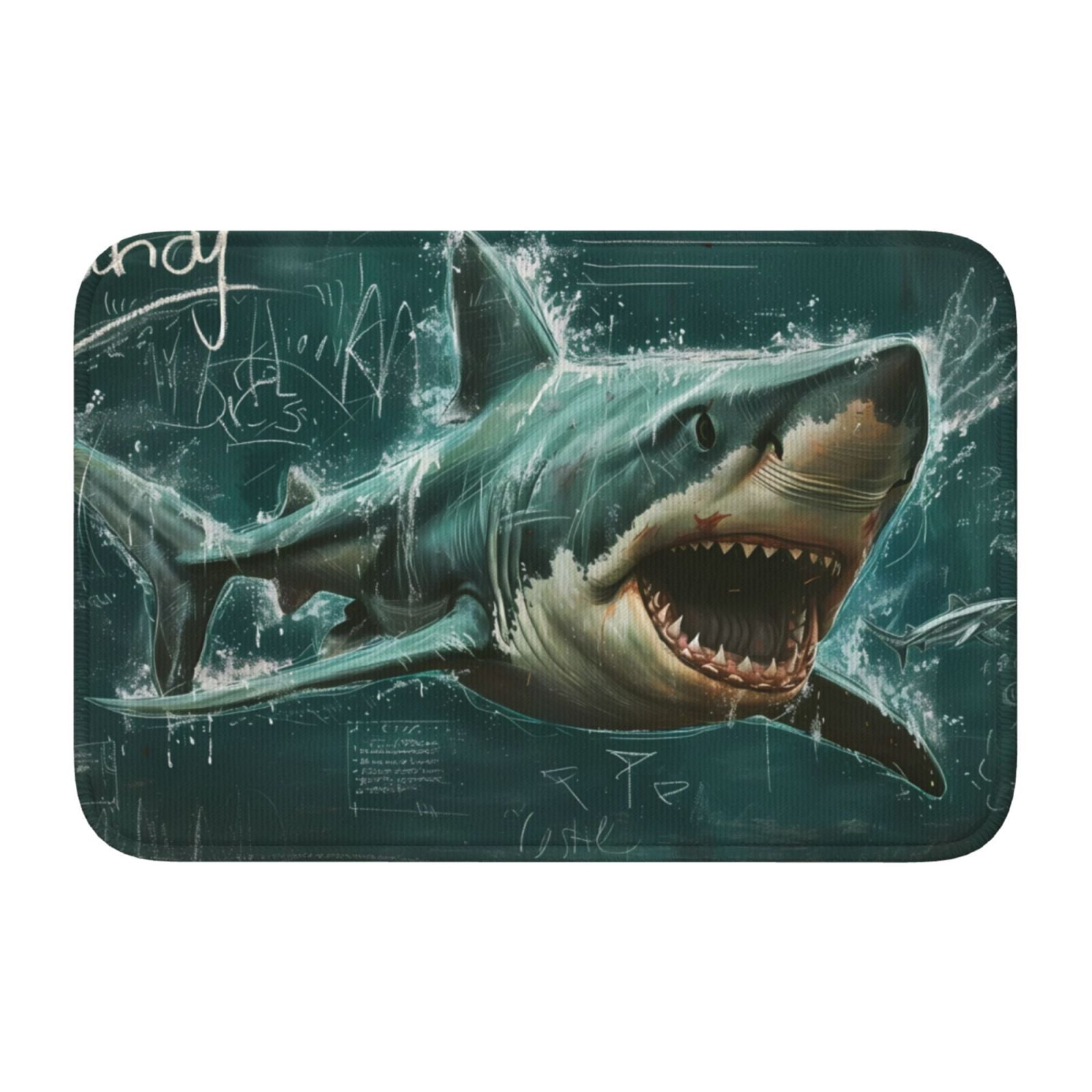 Bathroom Rugs Mat, Abstract Geometric Shark Washable Non Slip Bath ...