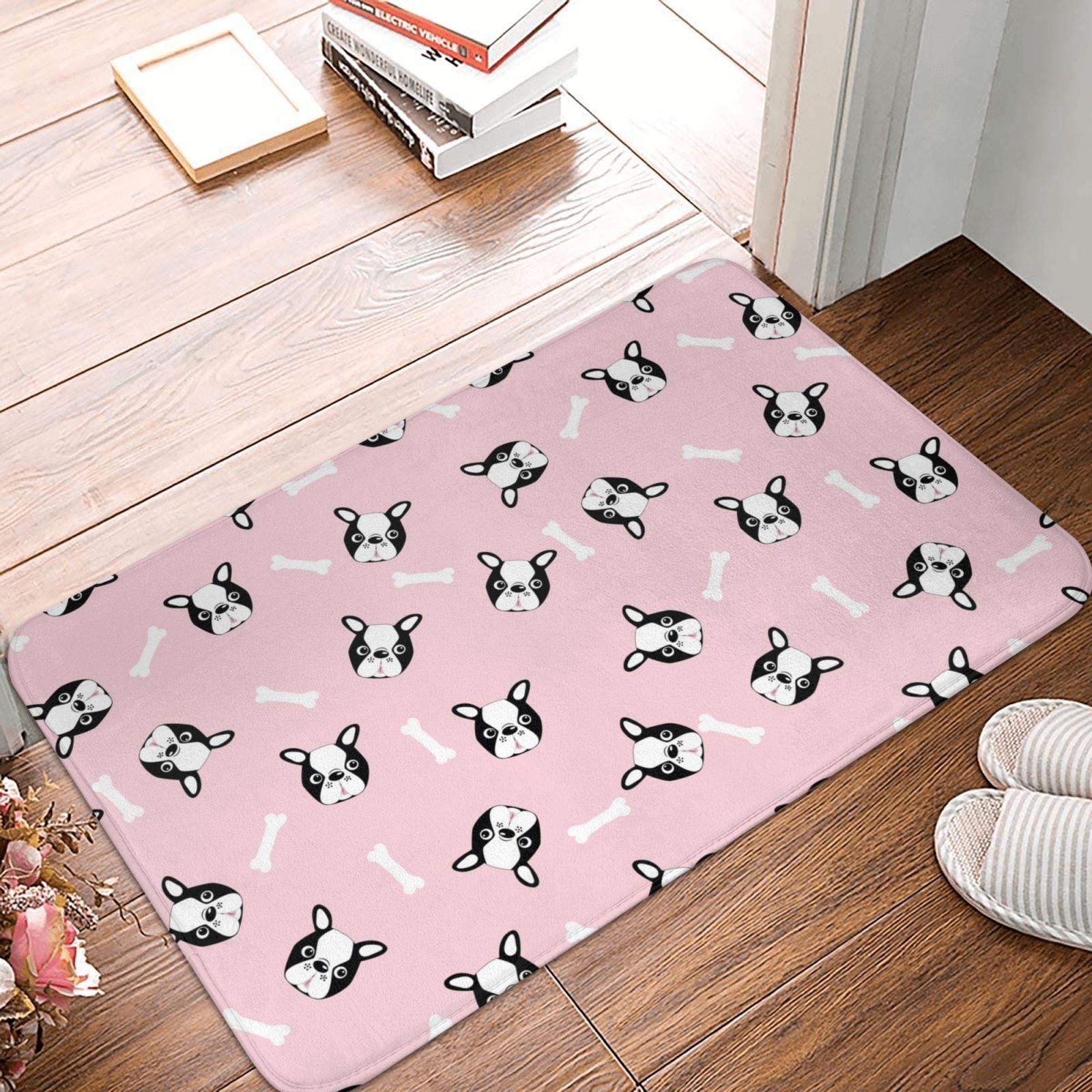 Bathroom Rugs Mat - Boston terrier dog cute pink Entryway Indoor Door ...