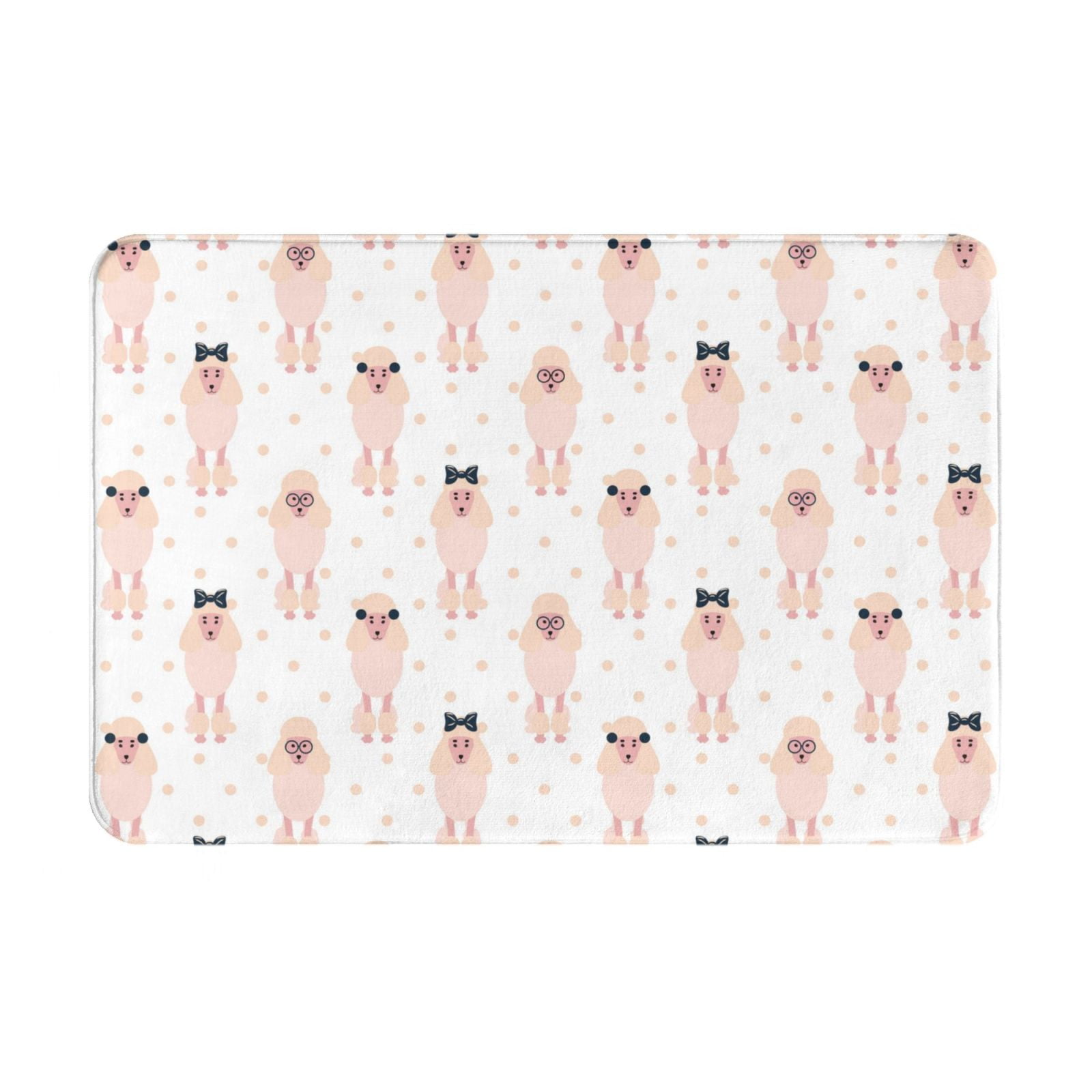 Bathroom Rugs Mat, Cartoon Cute Poodle Dog Bow Tie Non Slip Bath ...