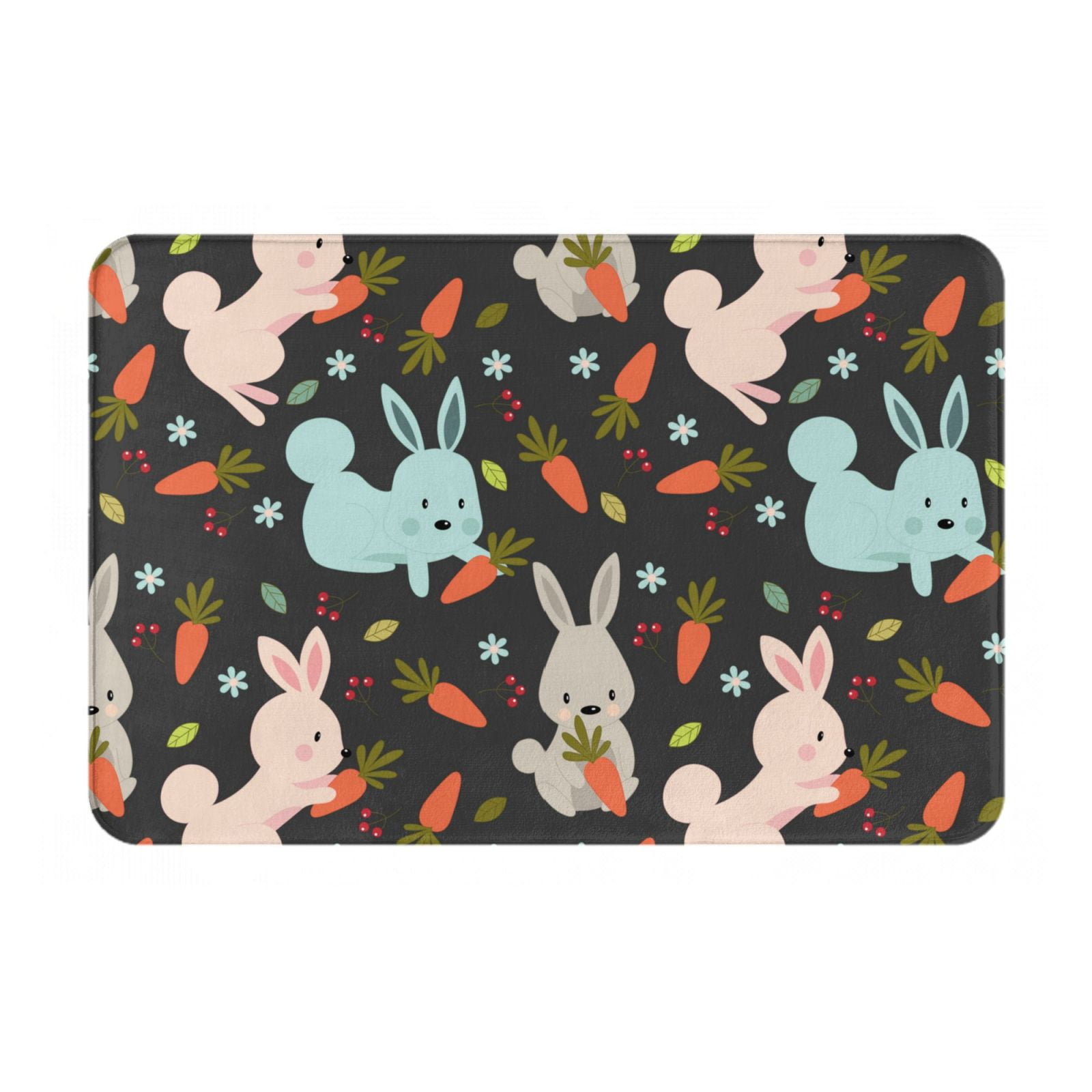 Bathroom Rugs Mat, Cartoon Cute Rabbit Radish Non Slip Bath Kitchen Mat ...
